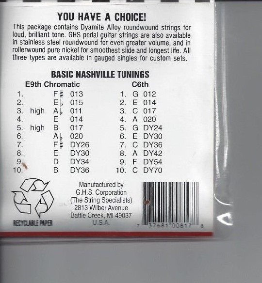 GHS Pedal Guitar Boomers C6th Tuning 10 String Set C6 Steel Gb-c6 for ...