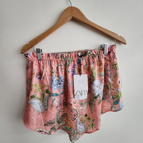 ZARA Label BNWT Size S Women Strapless Pink Relaxed Satin Crop Triangle ...