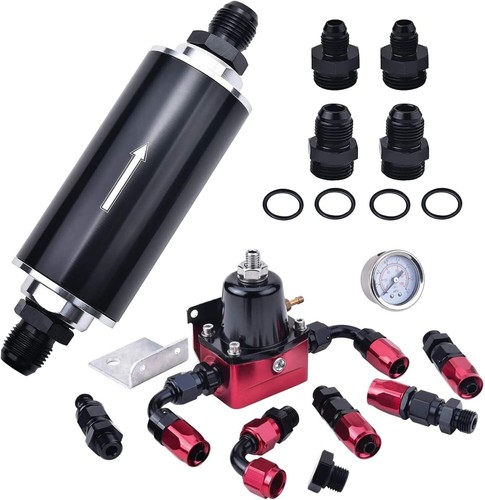 6AN Adjustable Fuel Pressure Regulator Bundle with 100 Micron Inline ...
