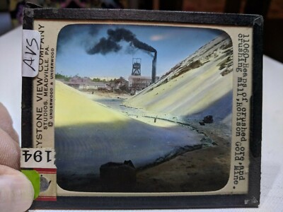 Colored Glass Magic Lantern Slide AVS ROBISON GOLD MINE ORE CRUSHING ...