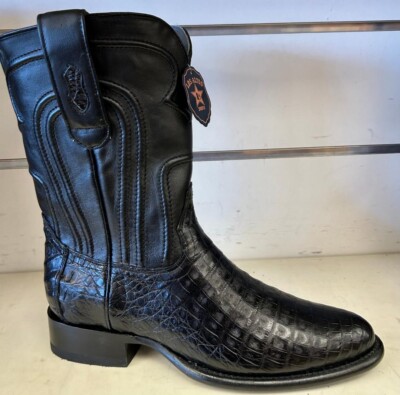 Los Altos BlackCherry Caiman Crocodile Belly Roper Western Boot Round ...