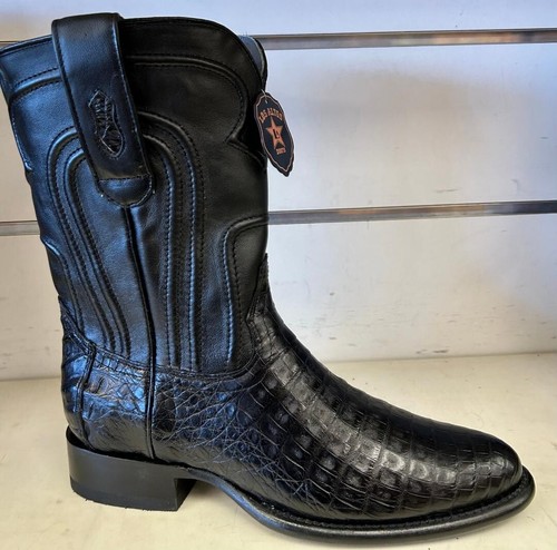 Los Altos BlackCherry Caiman Crocodile Belly Roper Western Boot Round ...