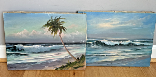 2 MICHAEL HASSELBAR ORIGINAL Paintings OIL ON CANVAS 12x17 Sea/Beach ...