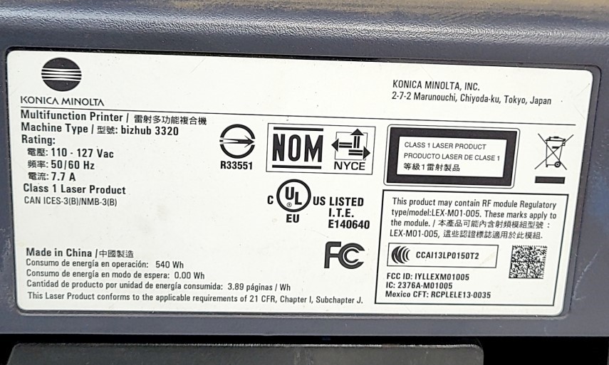 KONICA MINOLTA bizhub 3320 Multifunction Printer 80K Pages SEE NOTES | eBay
