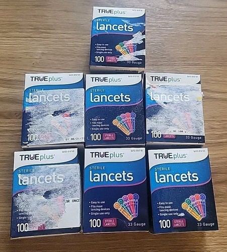 TRUE Plus Sterile Lancets 33 Gauge 7 Boxes of 100 -*700 Total* Exp 2025 ...