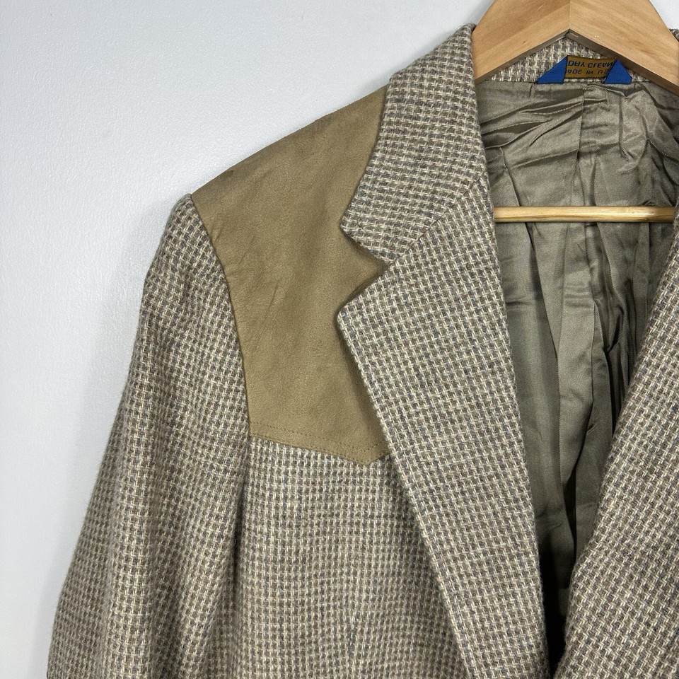 Vintage Pendleton Wool Tweed Blazer Chore Jacket Leather Made in USA ...