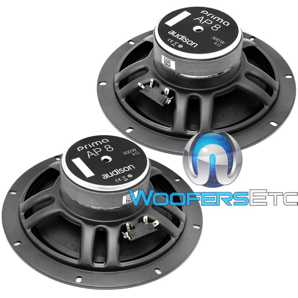 AUDISON AP8 PRIMA 8" MIDRANGE 4-OHM 100W RMS SPEAKERS CAR AUDIO PAIR ...
