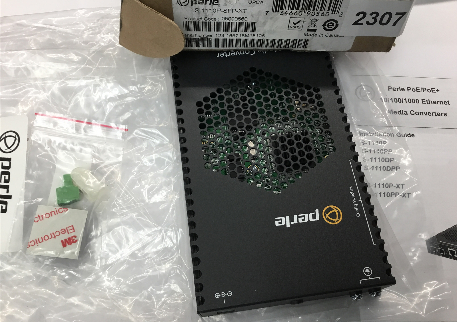 Perle Systems Perle S-1110P-SFP-XT Media Converter - 10/100/1000Base-T ...
