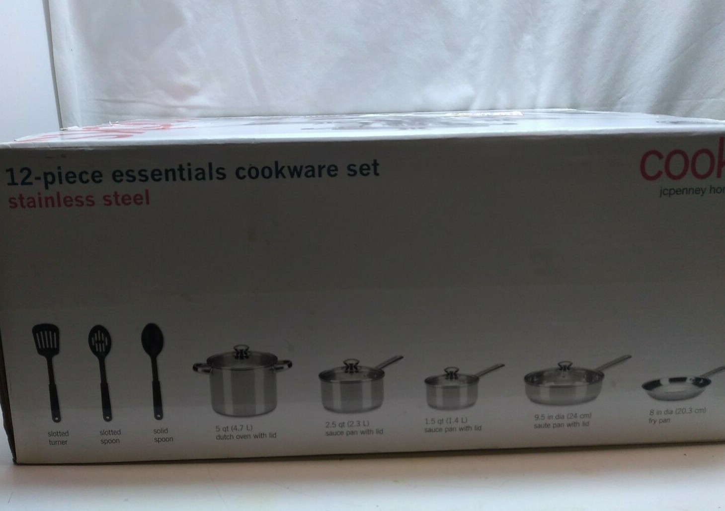 Cooks Essentials Stainless Steel 12-Piece Set Stockpot Saucepan Skillet ...