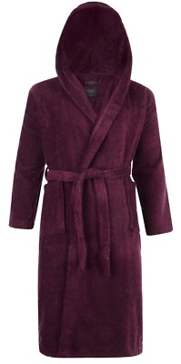 100% Cotton Terry Towelling Hooded Shawl Collar Purple Bath Robe ...