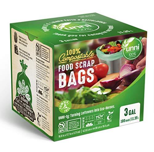 ASTM D6400 100% Compostable Trash Bags 3 Gallon 11.35 Liter 100 Count ...