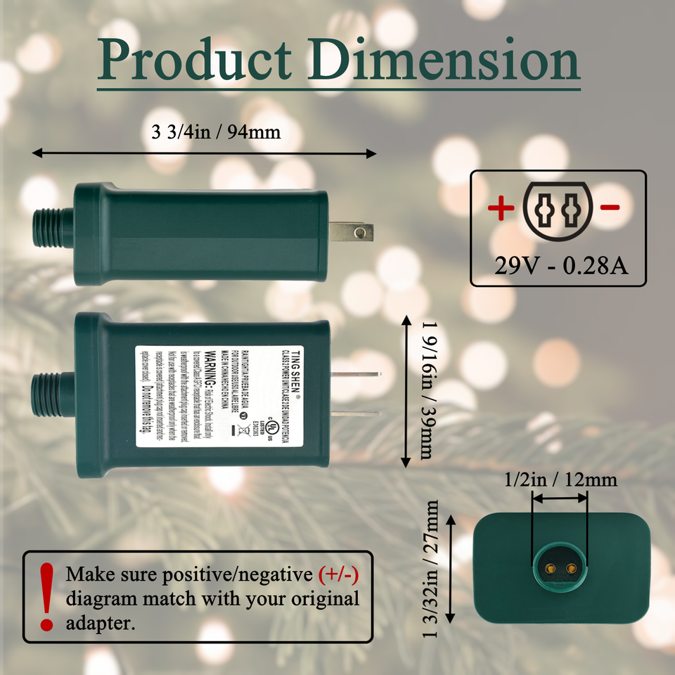 Ting Shen TS-8W29V LED Transformer DC 29V 0.28A Power Adapter for Xmas ...