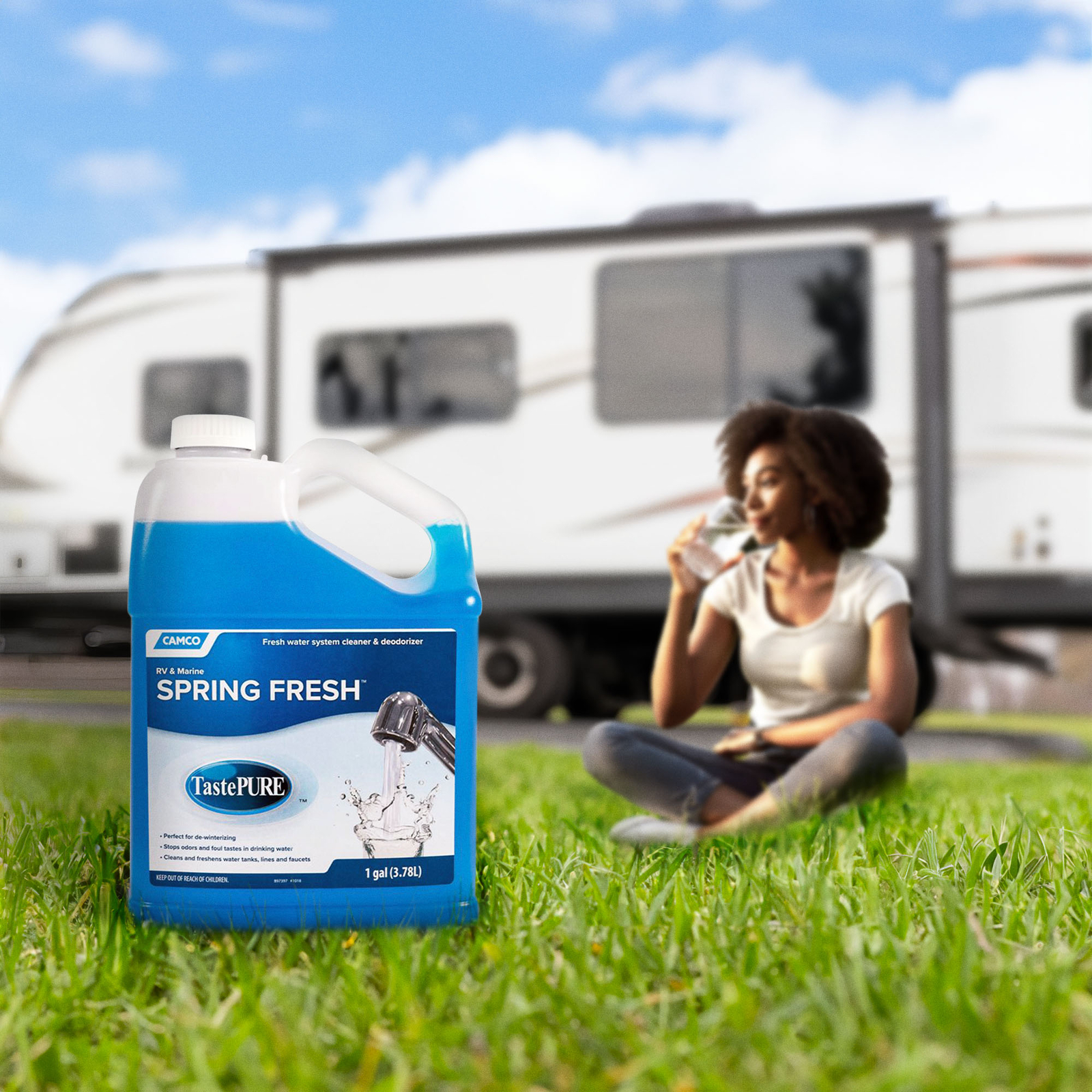Camco 40207 TastePURE Spring Fresh 128 oz RV Water System Cleaner and ...