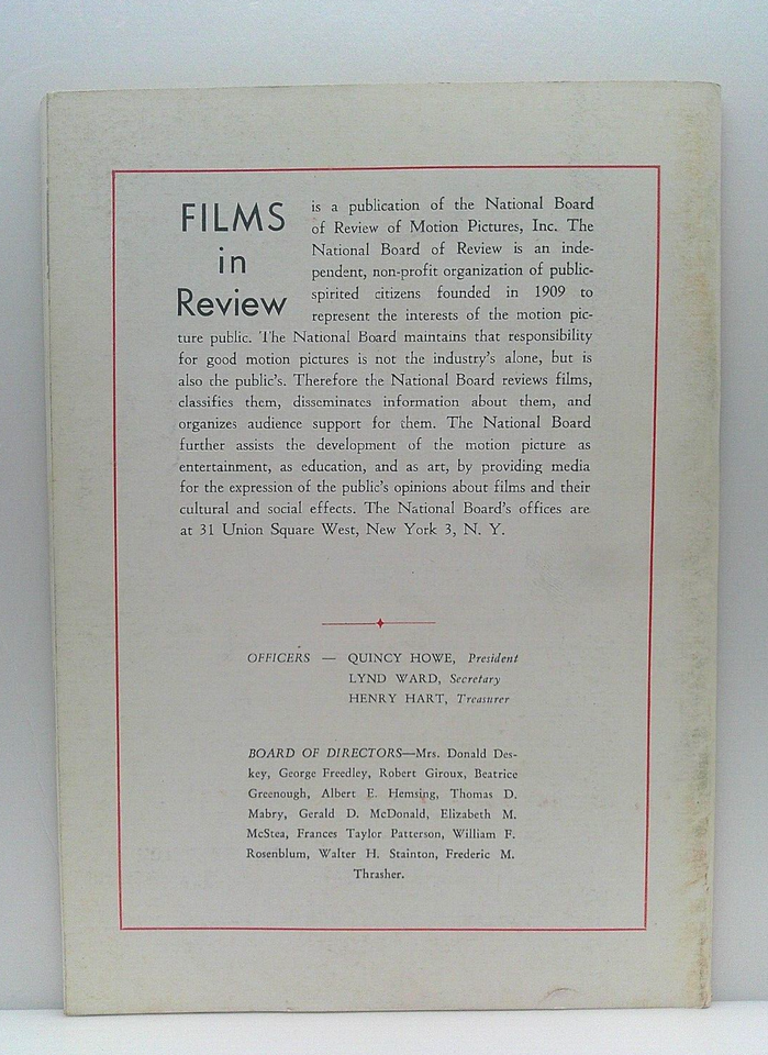 FILMS IN REVIEW MAGAZINE VOL13 #10 1962 JUDY GARLAND GAY PUR-EE LILLIAN ...