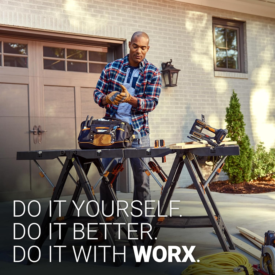 Worx Pegasus Folding Work Table & Sawhorse – Portable Bench w/ Clamps ...