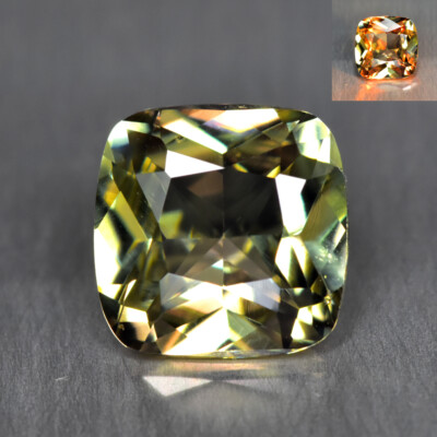 1.91Ct Cushion, Exquisite Olive Green to Red Color Change Diaspore ...