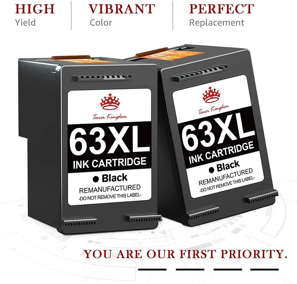 2x 63XL Black Ink Cartridge for HP Officejet 3830 4650 5258 5255 5252 ...