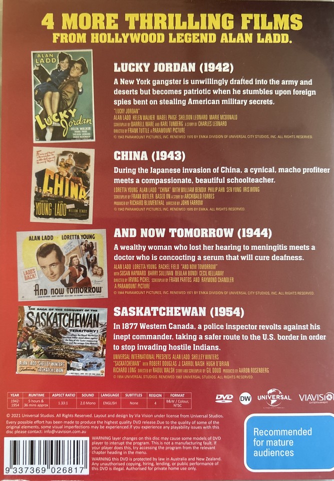 DVD NEW: The Alan Ladd Collection (Vol 3) - 4 More Thrilling Legendary ...