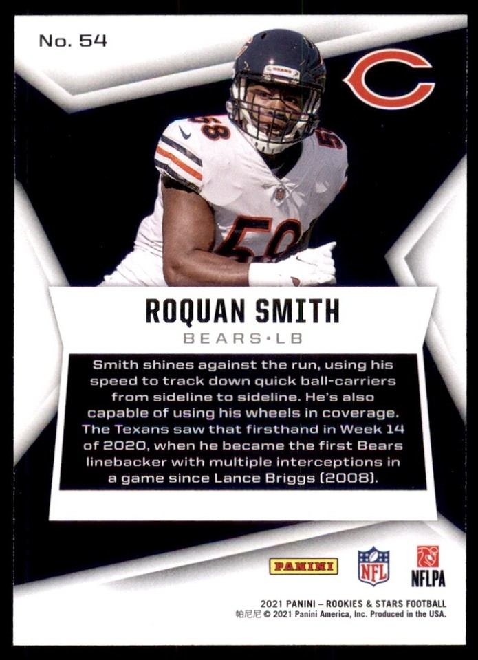 2021 Rookies and Stars Roquan Smith Chicago Bears #54 | eBay