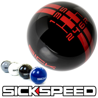 BLACK/RED SICK RALLY STRIPE SHIFT KNOB FOR 6 SPEED 6RDR SHIFTER 12X1.25 ...