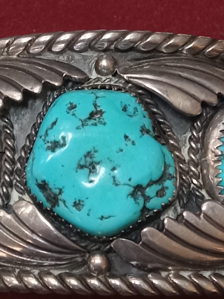 COLLECTOR INVESTMENT GEM GRADE OLD PAWN MORENCI TURQUOISE CUFF NAVAJO ...