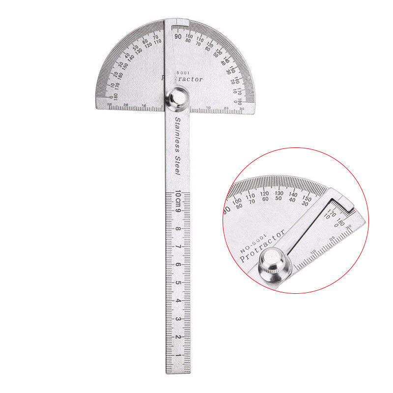SAE Stainless Steel 180 degree Protractor Angle Finder Rotary Measuring ...