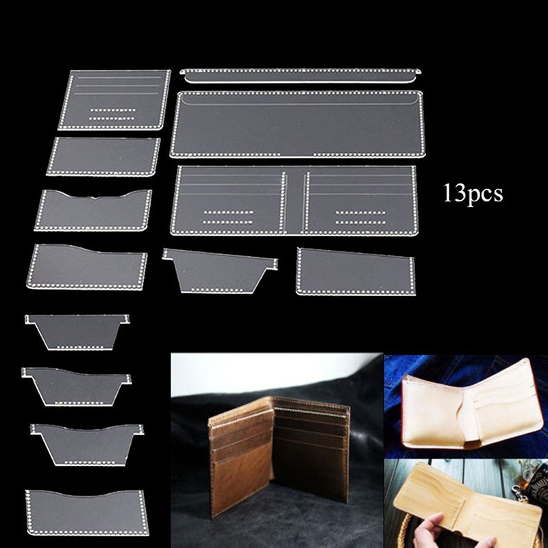 13X Clear Acrylic Wallet Pattern Stencil Template Sets Leather Craft ...