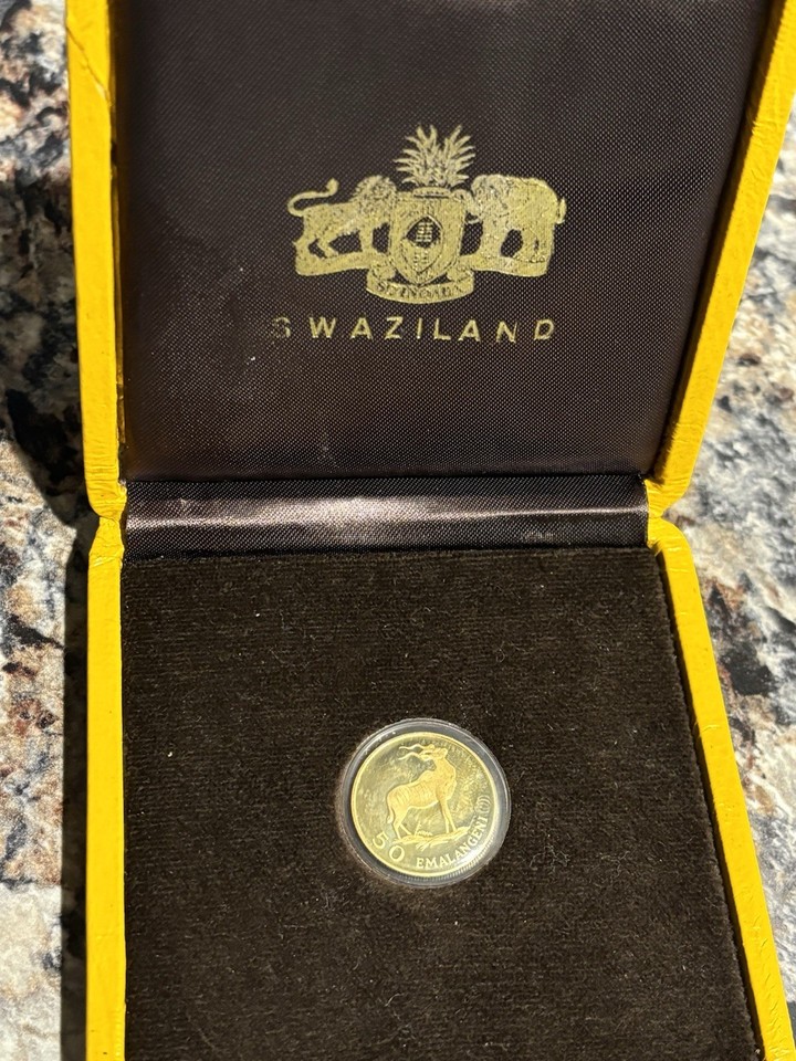 1975 Gold Swaziland 50 Emalangeni Proof In Original Case & Capsule Rare ...