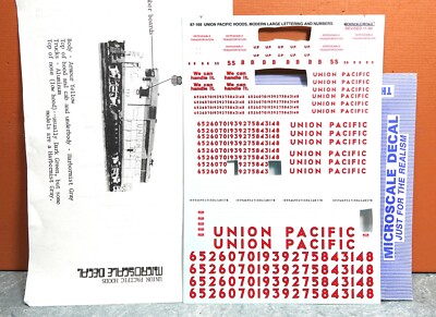 MICROSCALE HO UNION PACIFIC HOODS MODERN LARGE LETTERS NUMBERS BUDGET ...