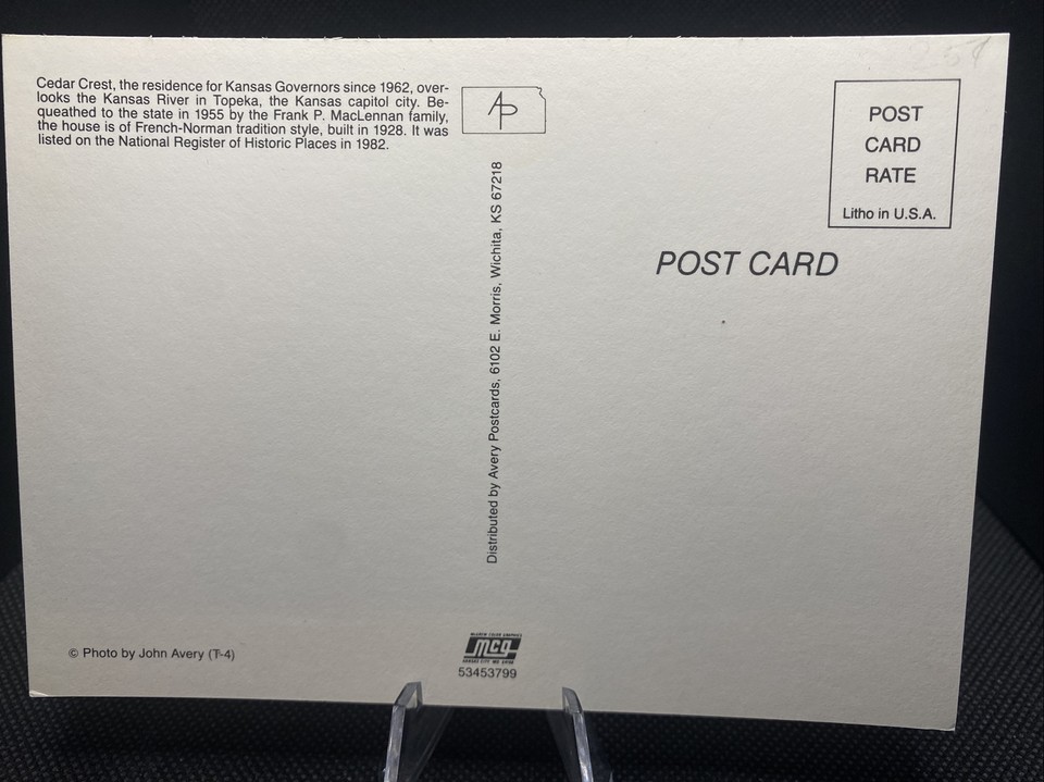 POSTCARD: Cedar Crest Topeka Kansas H12 | eBay