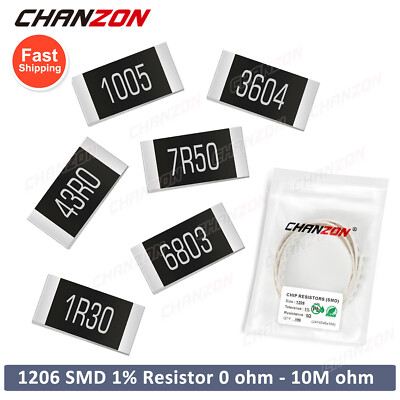 100pcs SMD SMT 1206 Resistors 1/4W 1% Resistance Assorted Set Kit 0 Ohm ...