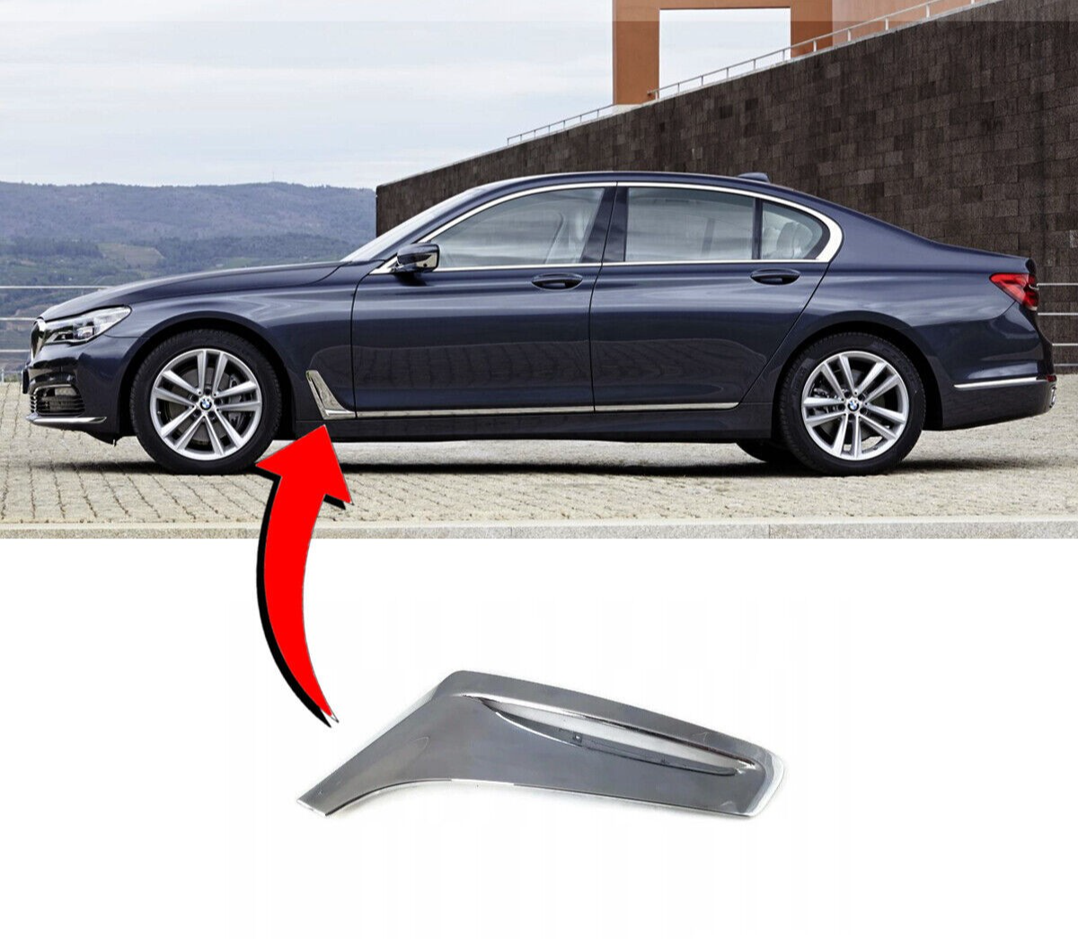 BMW 7 G11 G12 Sidewall Air Duct Grill Chrome Left Genuine 51137347377 ...