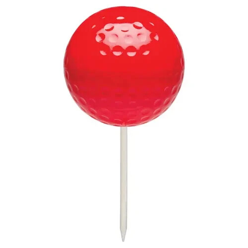 1 NEW IMPACT RESISTENT DIMPLE 5" BALL RED TEE MARKER FOR GOLF COURSE ...