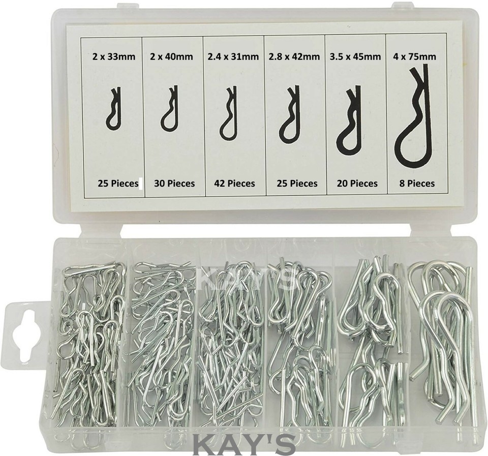 R PINS SHAFT RETAINING CLIPS ZINC PLATED STEEL HAIR PIN SPRING COTTER ...