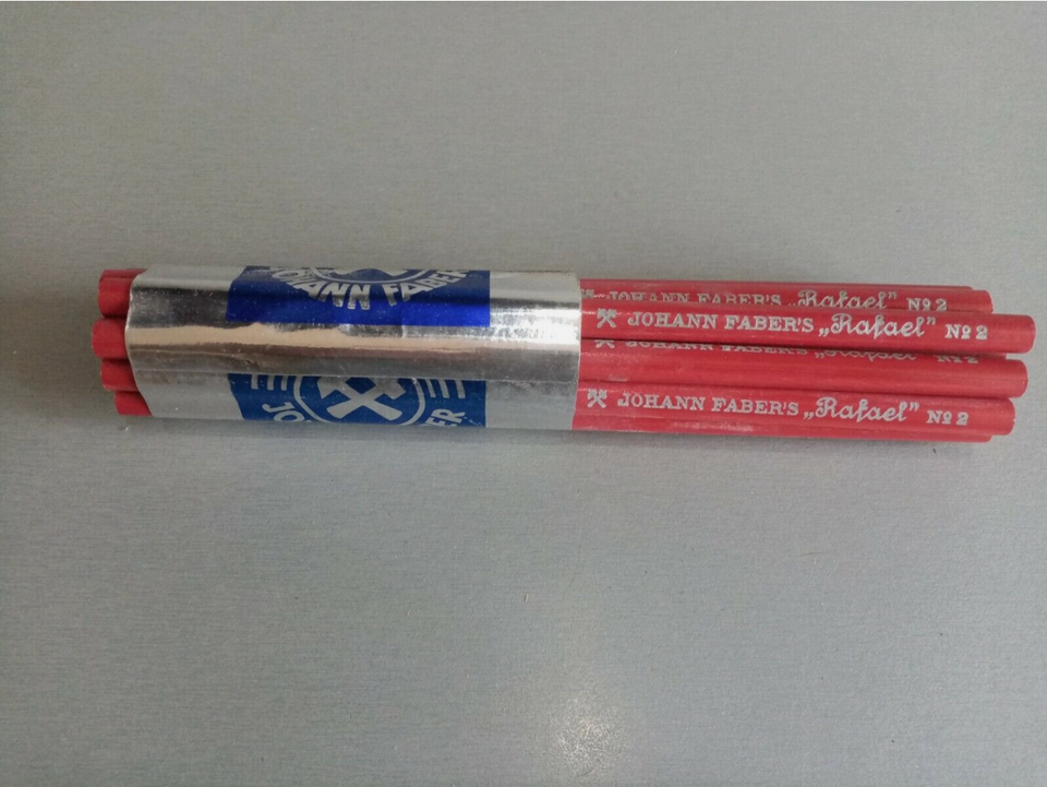 VINTAGE OLD JOHANN FABER-RAFAEL-GRAPHITE PENCILS-12 PCS-in ORG.BANDEROL ...