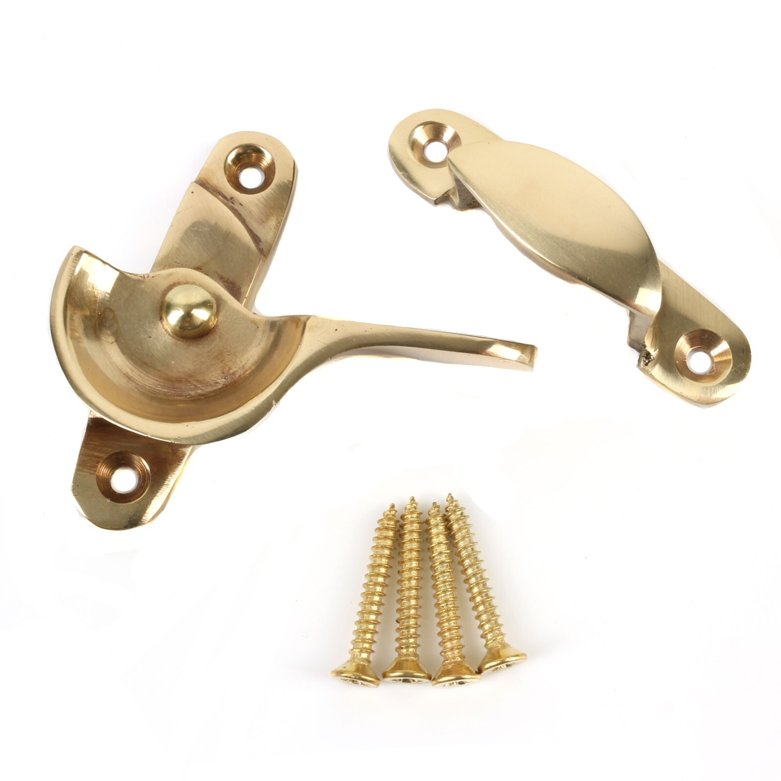 SOLID BRASS WINDOW FRAME FITCH FASTENER + SCREWS Turn Lock Fix Sash ...