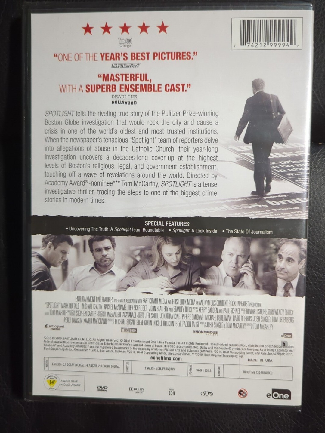 Spotlight DVD Mark Ruffalo Michael Keaton Rachel McAdams Schreiber for ...