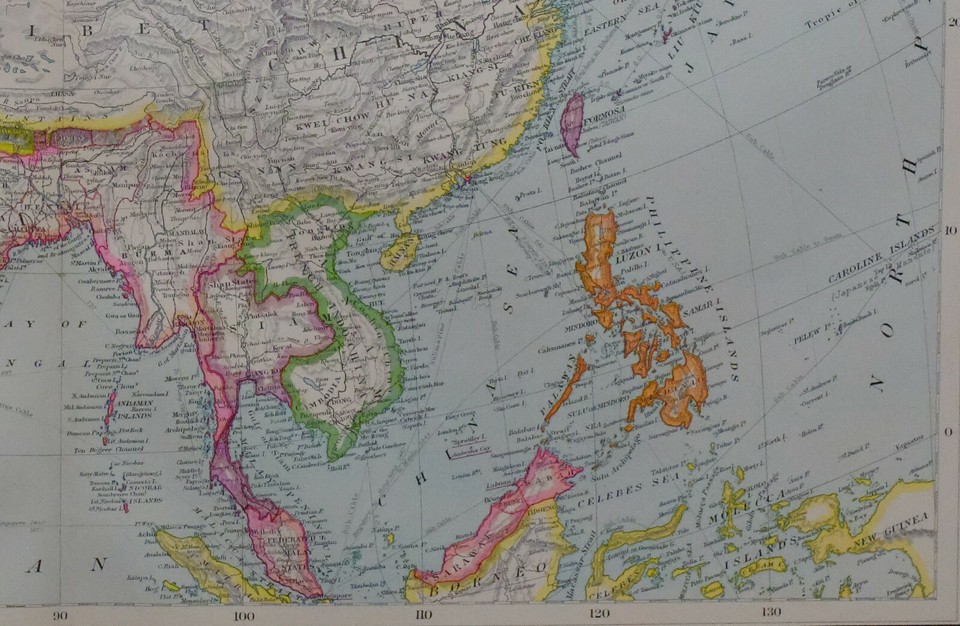 1933 Mappa Asia Afghanistan Cina Corea Giappone Mongolia Tibet Persia ...