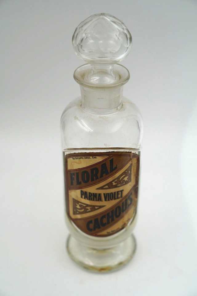 Antique Victorian Apothecary Bottle Jar Floral Cachous "Parma Violet ...
