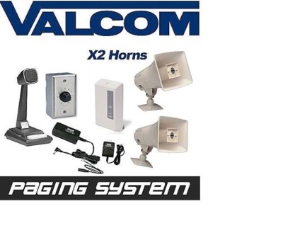 Valcom 2 Horn Speaker Paging PA System Kit Intercom (Industrial Grade ...