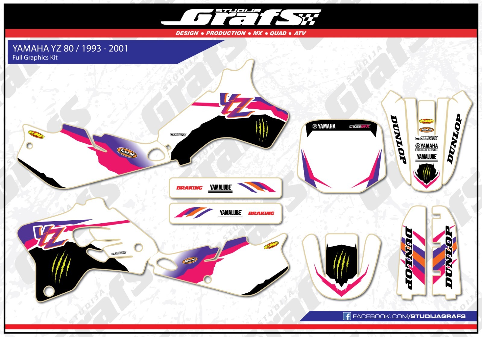 1993 1994 1995 1996 1997 1998 1999 2000 2001 YZ 80 Graphics Yamaha YZ80 ...
