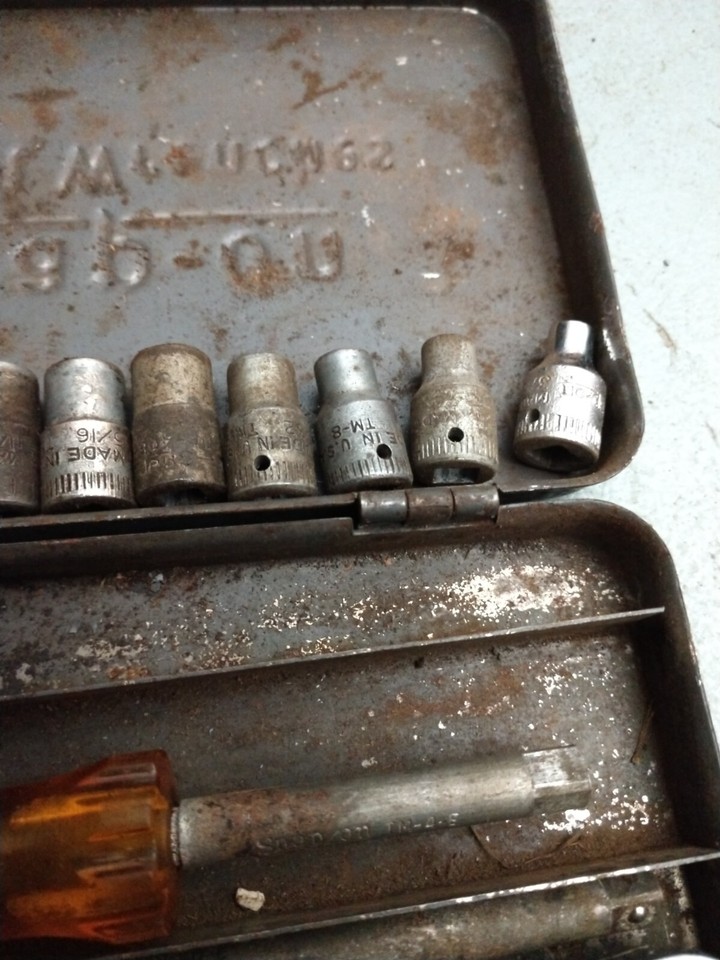 Early Snap-on tools Vintage Midget GM-70M Ratchet Socket Set Metal Case ...