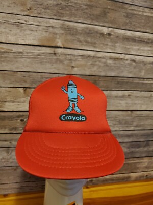 Vintage Blue Crayola Crayon Trucker Snapback Red Hat Cap Mesh Back 80's ...