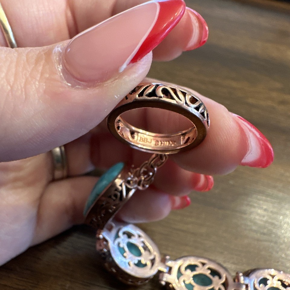 Timea Bracelet Copper Tone Blue JTV Signed BBJ 7.5" | eBay