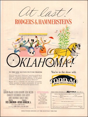 1955 vintage movie Ad OKLAHOMA in TODD-AO Gordon McRae at Rivoli NYC ...