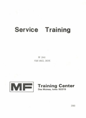 Massey Ferguson MF 2460 Four Wheel Drive Service Training Manual | eBay