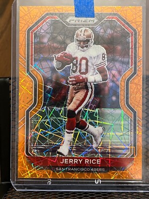 JERRY RICE 2020 PANINI PRIZM #291 ORANGE LASER SAN FRANCISCO 49ERS HOF ...