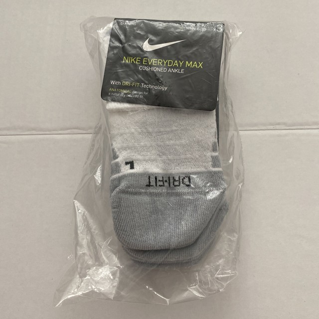 Nike 3 Pack Max Cushioned Ankle Everyday Socks Sx5549 100 Sz M for sale ...