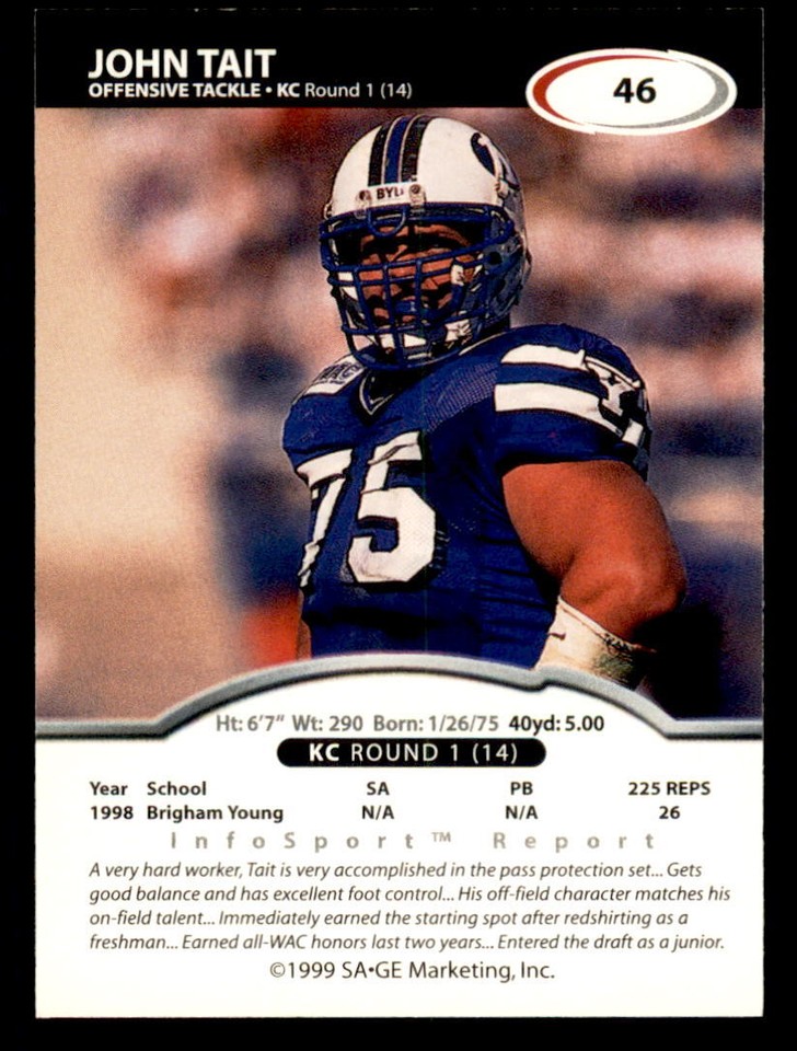1999 SAGE #46 John Tait BYU Cougars | eBay