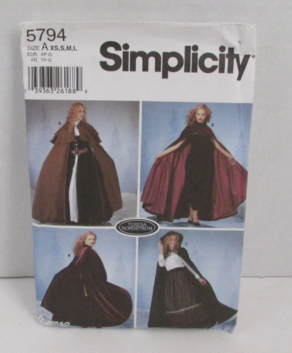 Simplicity #5794 Hooded Cape Cloak Sz XS - L - UNCUT | eBay